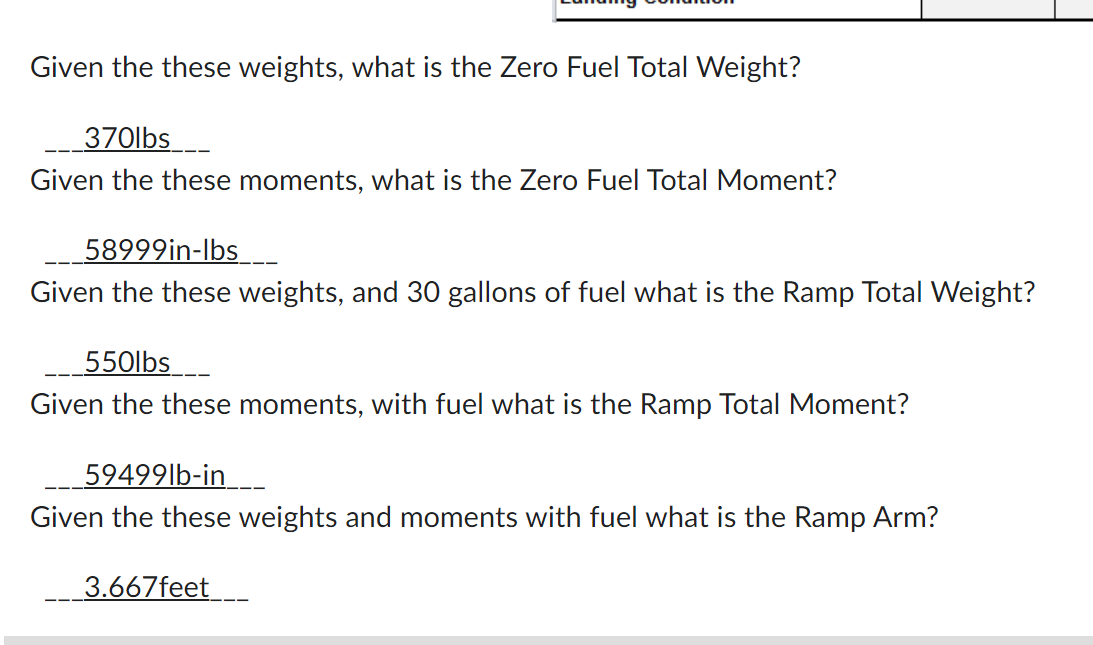 Solved Pilot Weight =150; Arm =143.5 What is the pilot's | Chegg.com