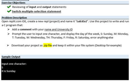 Solved Exercise Objectives Reviewing of input and output | Chegg.com