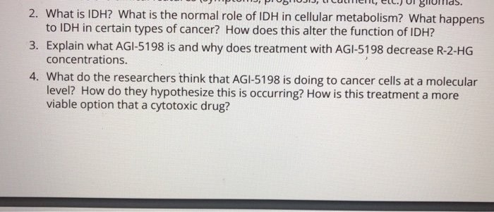 Solved 2. What is IDH? What is the normal role of IDH in | Chegg.com