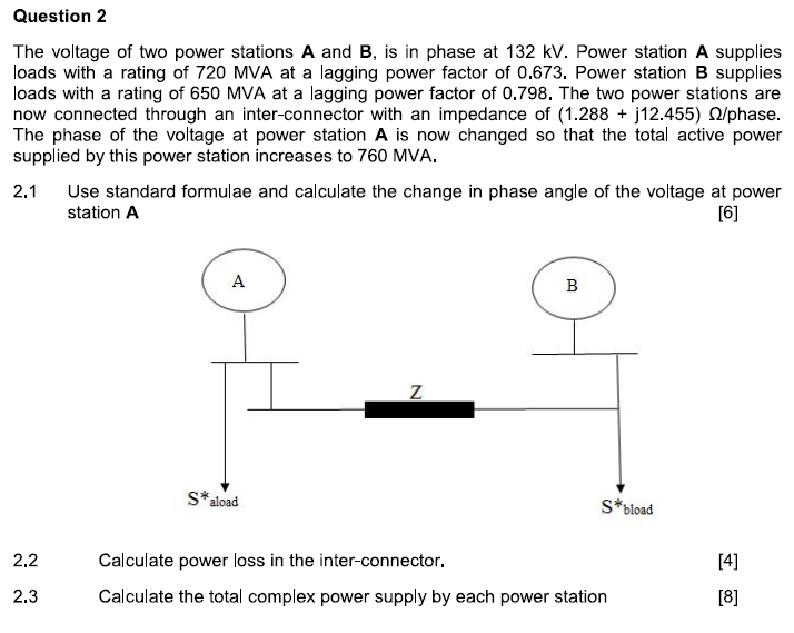 Solved Question 2 The voltage of two power stations A and B, | Chegg.com