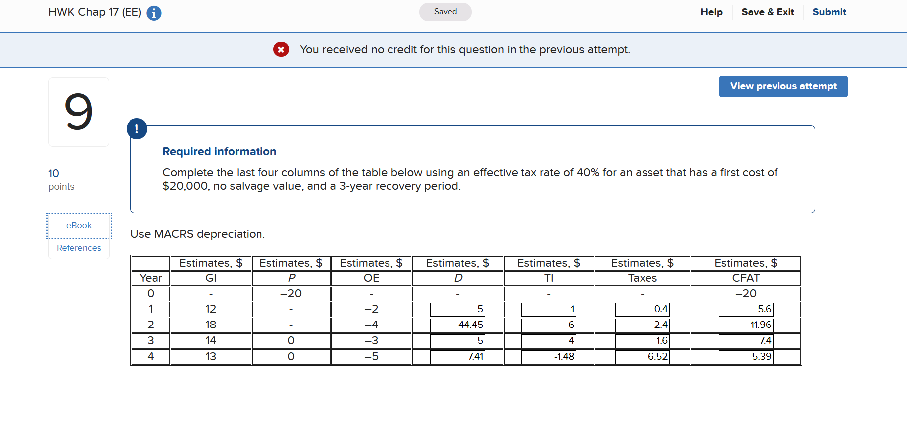 Solved Complete the last four columns of the table below | Chegg.com