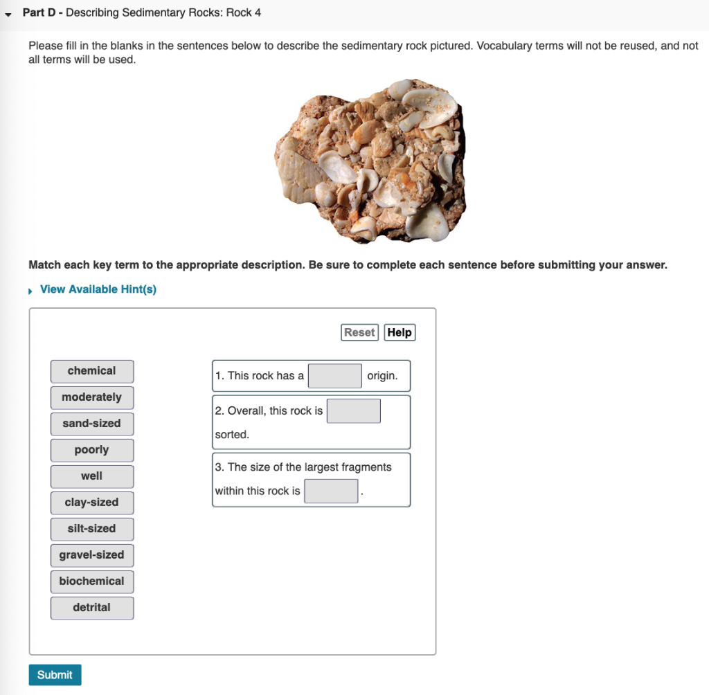 Solved Part A - Describing Sedimentary Rocks: Rock 1 Please | Chegg.com