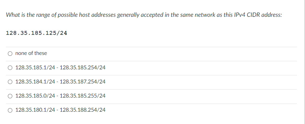 Solved What is the range of possible host addresses | Chegg.com