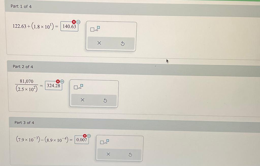 Solved Part 1 of 4 122.63+(1.8×101)= Part 2 of 4 | Chegg.com