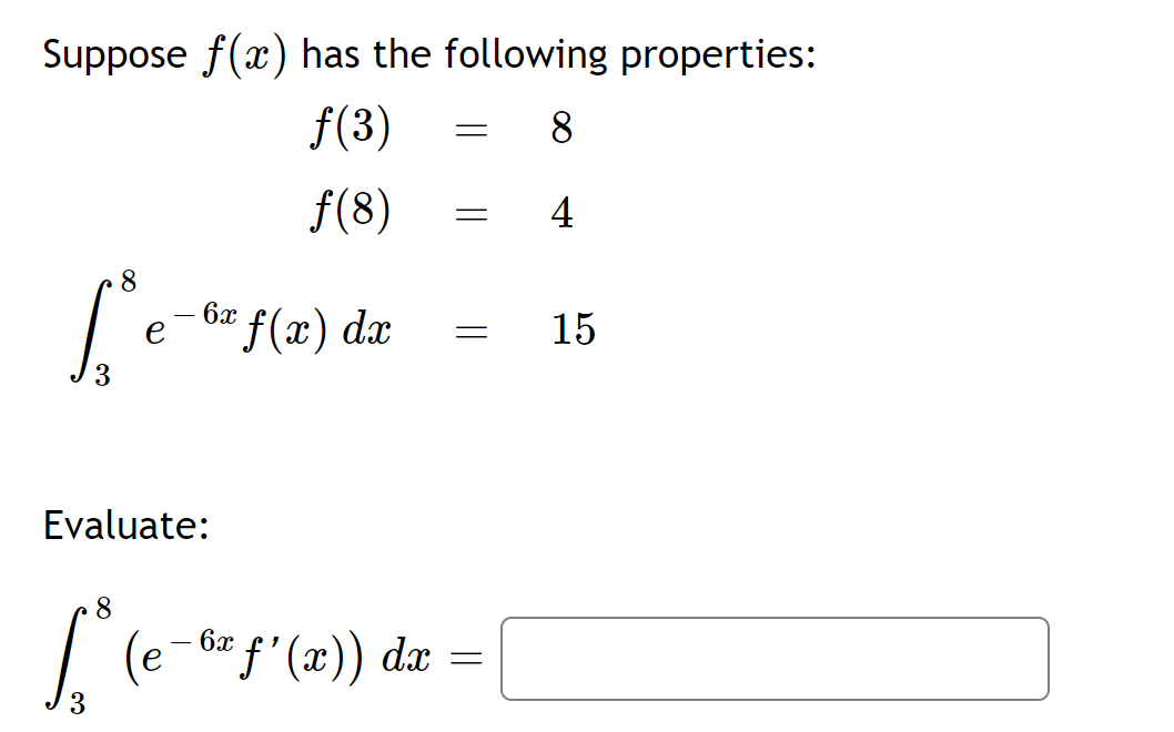 Solved Suppose f(x) has the following properties: f(3) 8 | Chegg.com