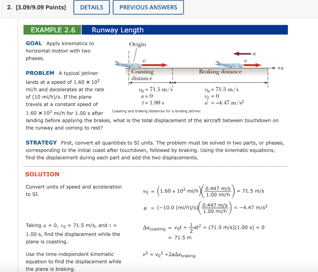 Solved GOAL Apply kinematics to horizontal motion with two | Chegg.com