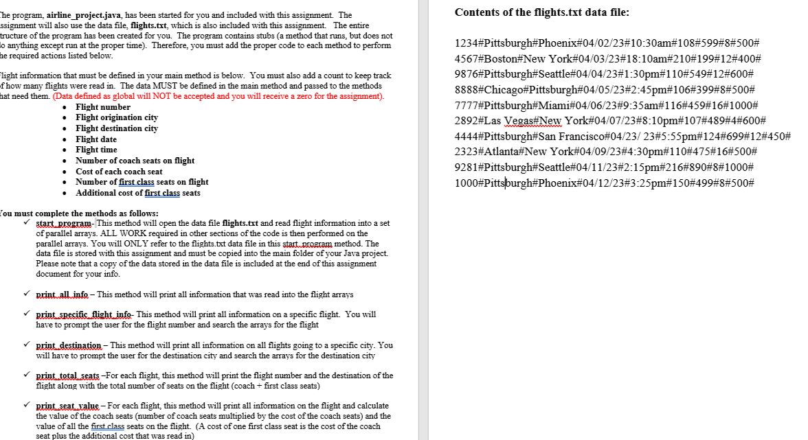Solved Contents of the flights.txt data | Chegg.com