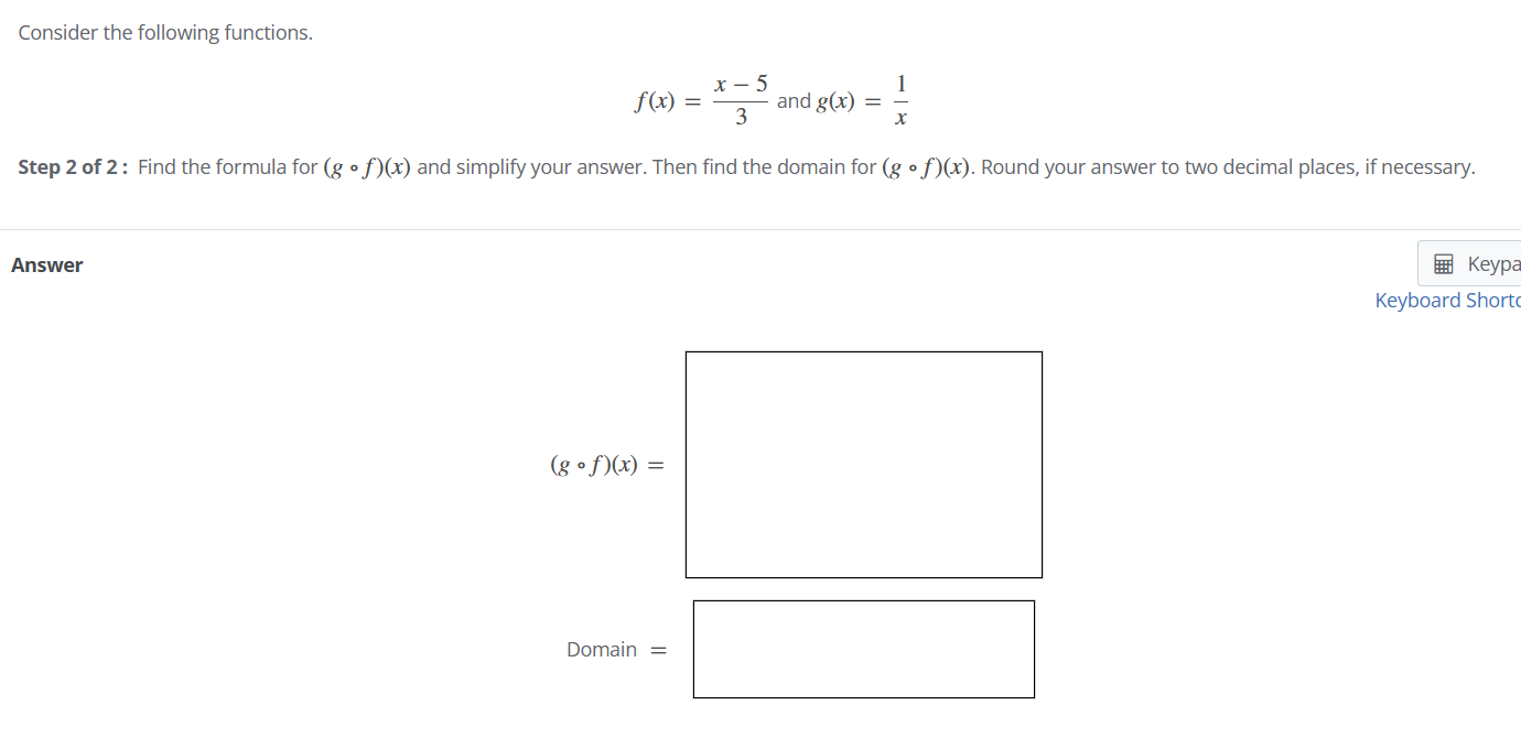 Solved Consider the following functions.f(x)=x-53 ﻿and | Chegg.com