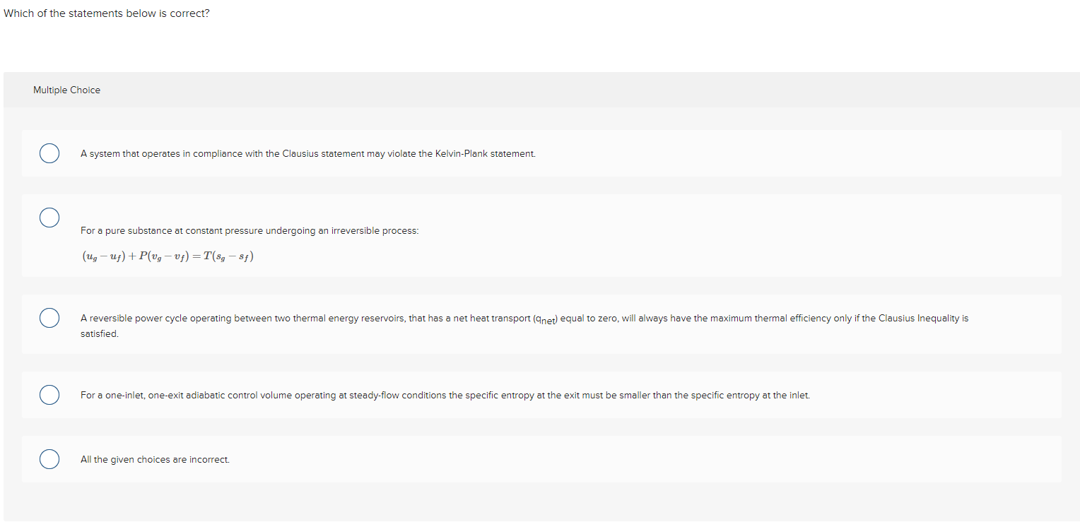 Solved Which of the statements below is correct? Multiple | Chegg.com