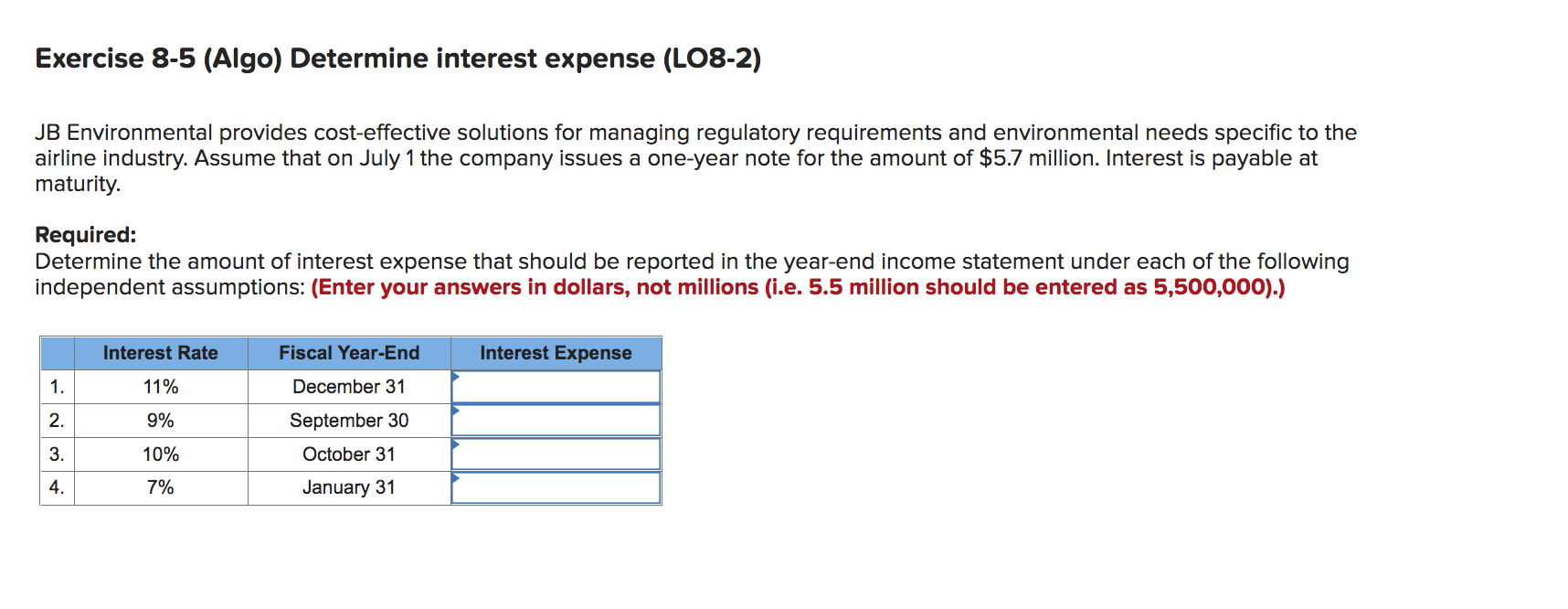 Solved Exercise 8-5 (Algo) Determine interest expense | Chegg.com