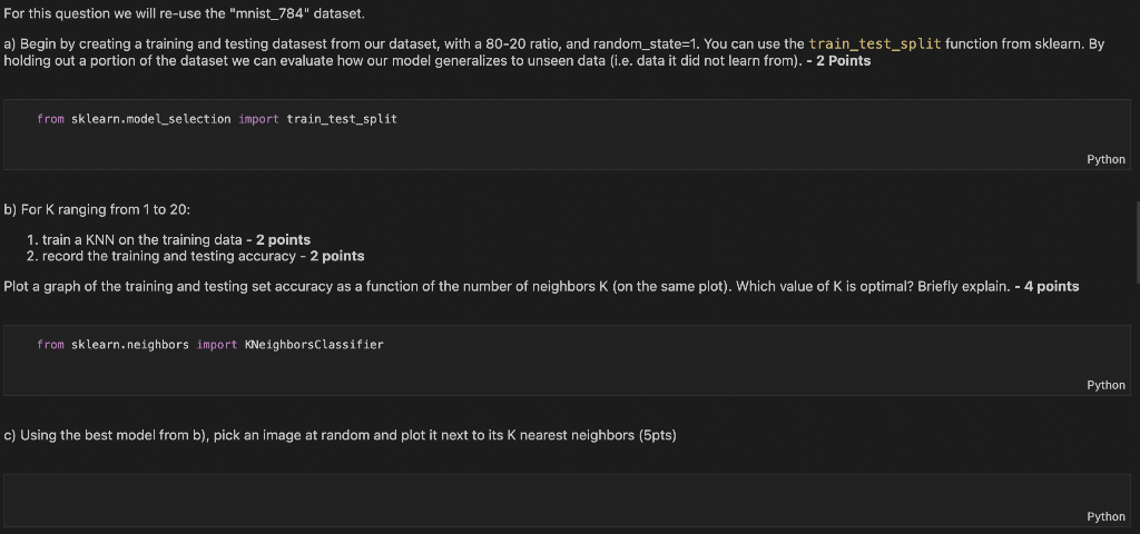 For this question we will re-use the "mnist_784" | Chegg.com