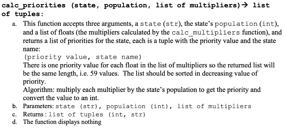 Solved calc priorities (state, population, list of | Chegg.com