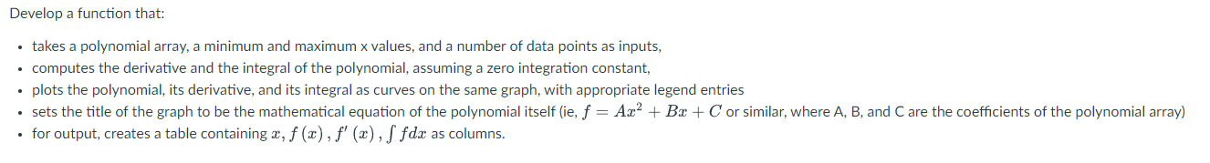 Solved Develop A Function That Takes A Polynomial Array A 