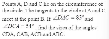 Solved Points A, D and C lie on the circumference of the | Chegg.com