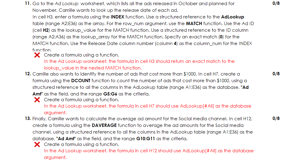 Solved 11. Go to the Ad Lookup worksheet, which lists all | Chegg.com