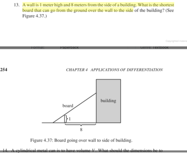 Solved 13. A wall is 1 meter high and 8 meters from the side | Chegg.com