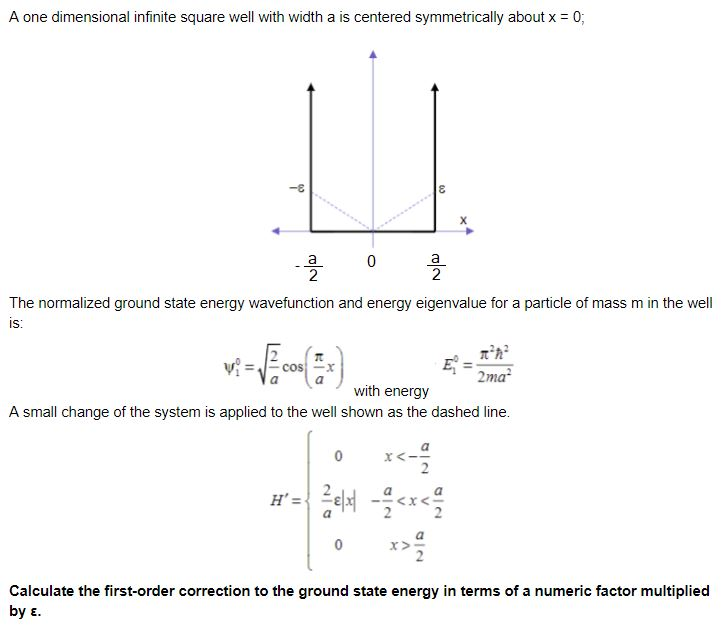 Solved A one dimensional infinite square well with width a | Chegg.com