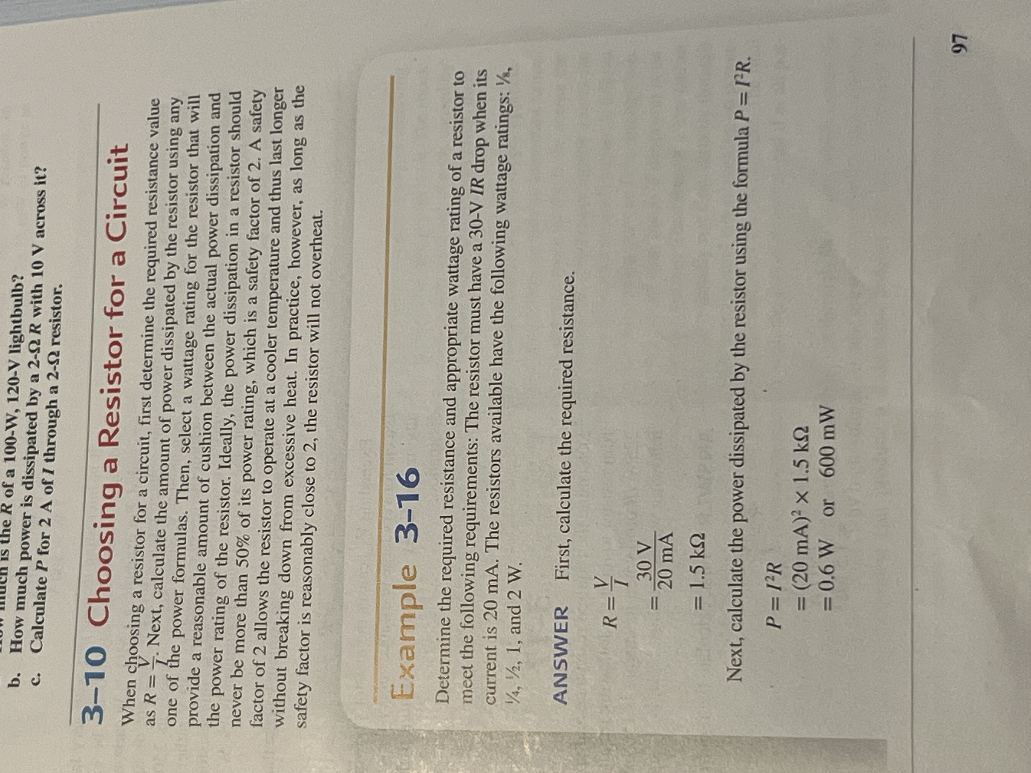 Solved Now, select a suitable wattage rating for the | Chegg.com