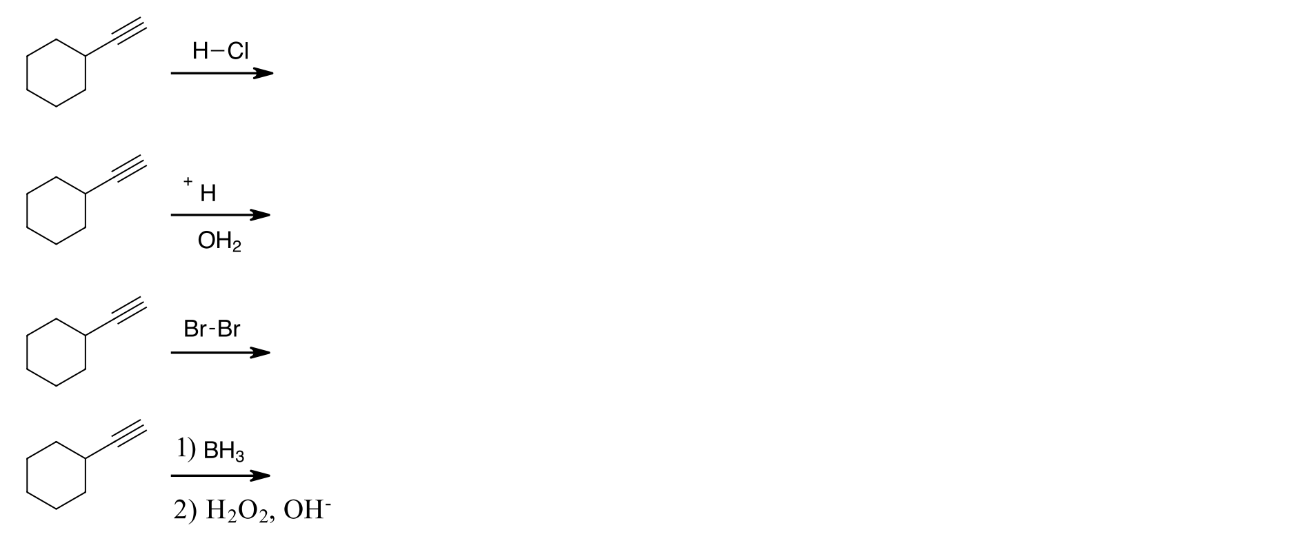 Solved H-CI + H OH2 Br-Br 1) BH3 2) H2O2, OH | Chegg.com