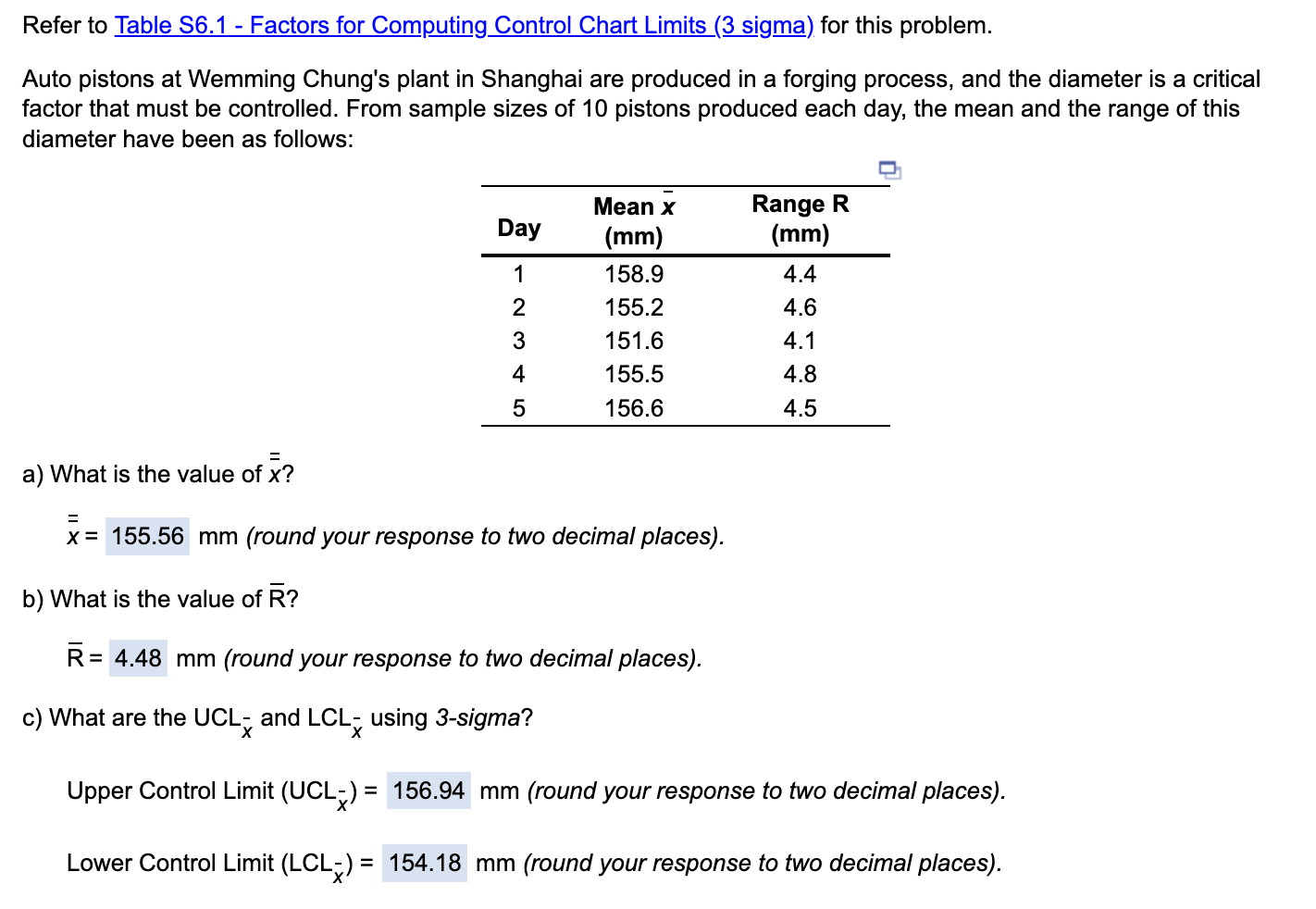 Solved d) What are the UCLR and LCLR using 3-sigma? Upper | Chegg.com