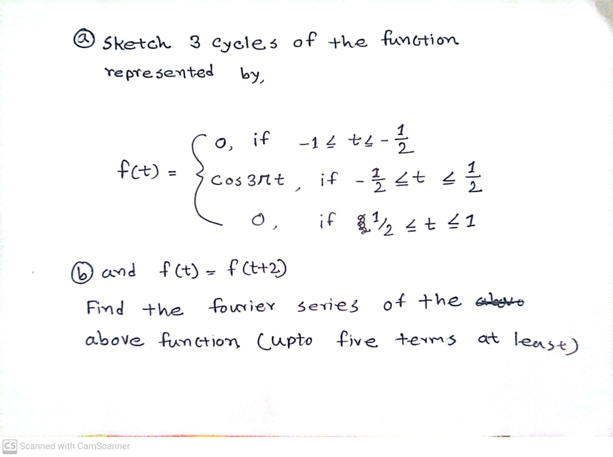 Solved (a) Sketch 3 cycles of the function represented by, | Chegg.com