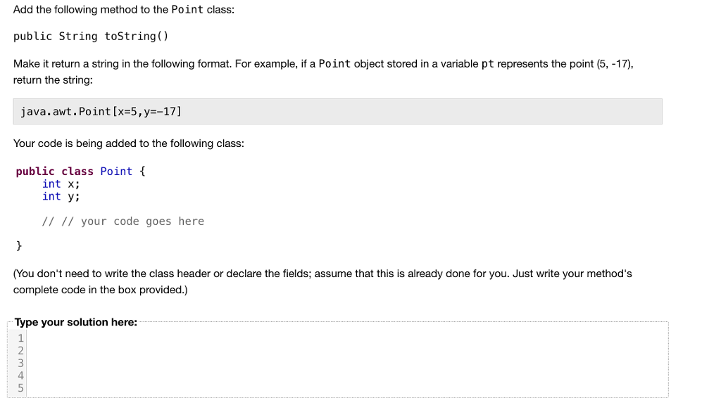 Solved Add The Following Method To The Point Class Public