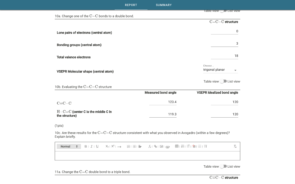 Solved REPORT SUMMARY Table view List View 10a. Change one | Chegg.com