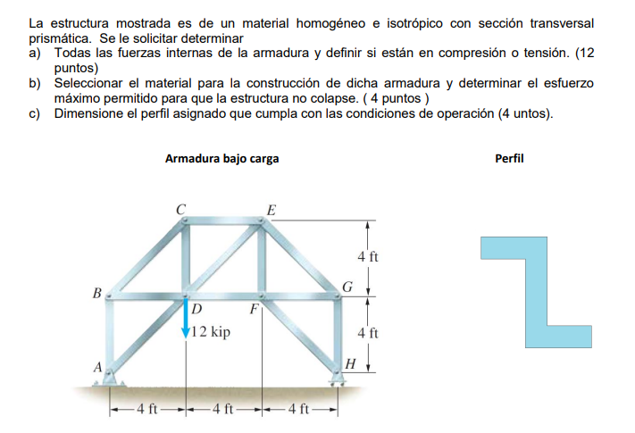 La estructura mostrada es de un material homogéneo e | Chegg.com