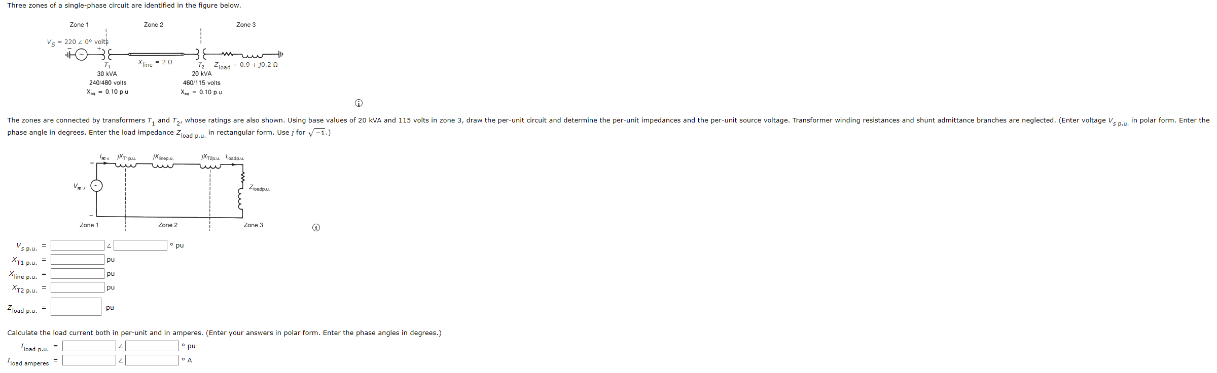 Solved Three zones of a single-phase circuit are identified | Chegg.com
