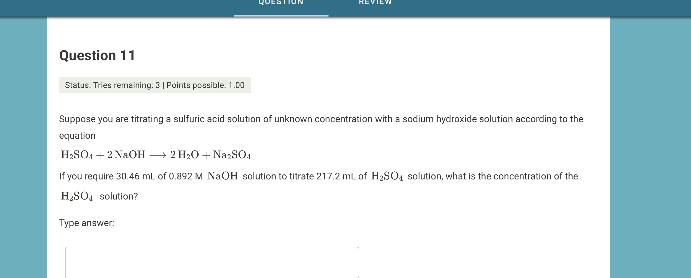 Solved Question 10 Status: Tries remaining: 3 | Points | Chegg.com
