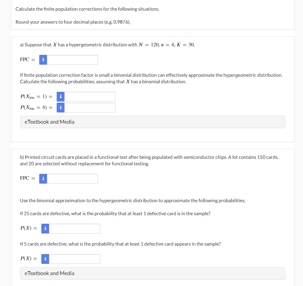 Solved Calculate the finite population corrections for the | Chegg.com