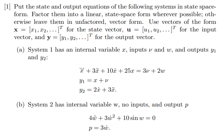 [1] Put the state and output equations of the | Chegg.com