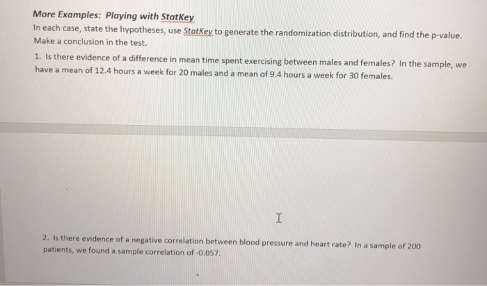 Solved More Examples: Playing with StatKey in each case, | Chegg.com