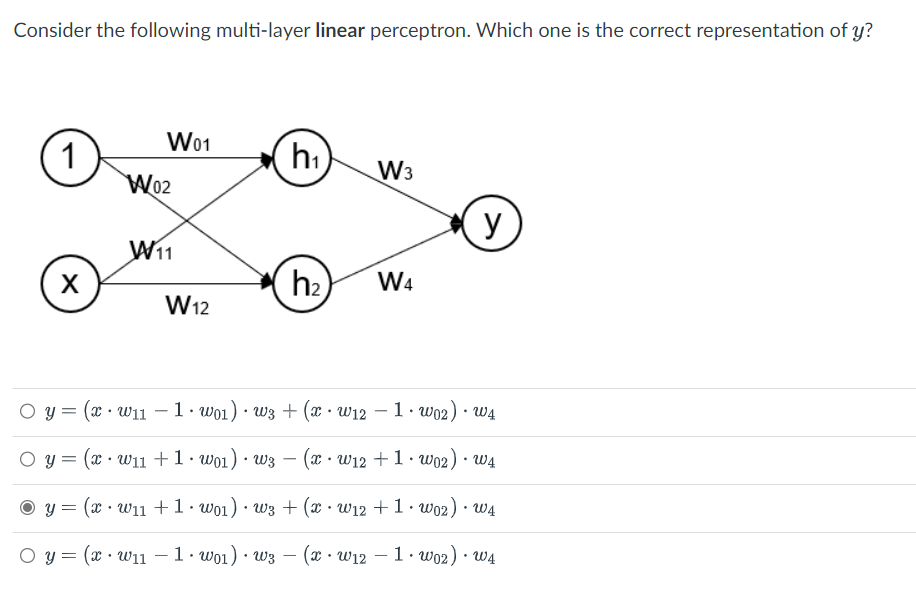 Solved Consider the following multi-layer linear perceptron. | Chegg.com