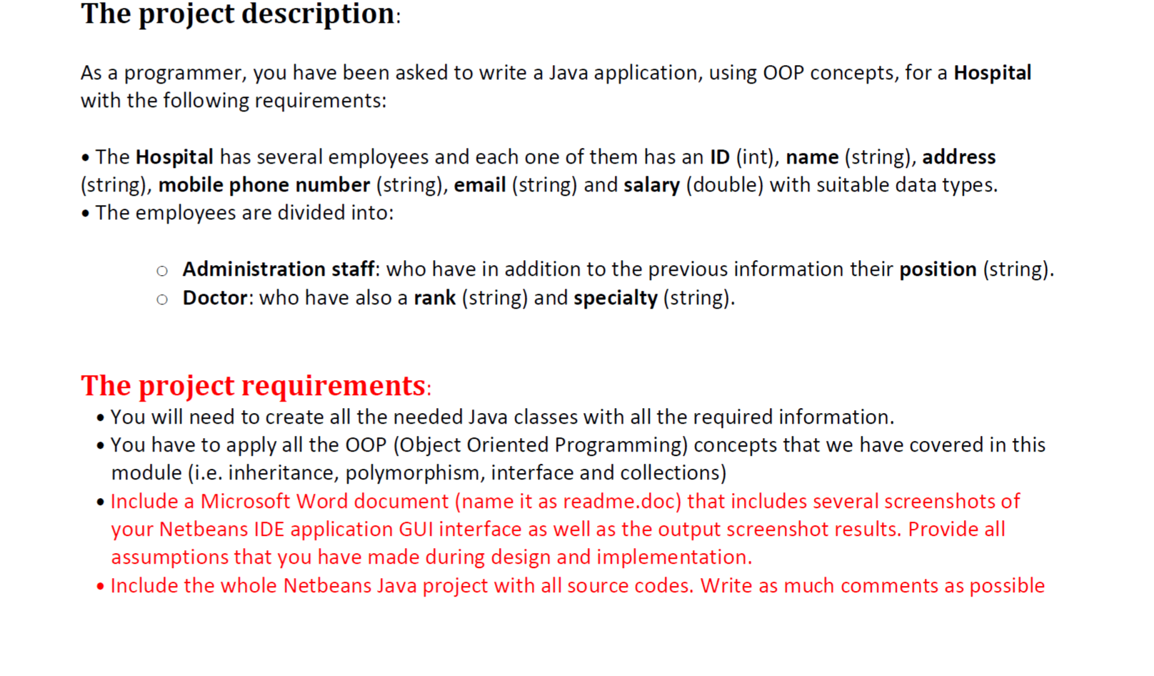Solved The project description: As a programmer, you have | Chegg.com