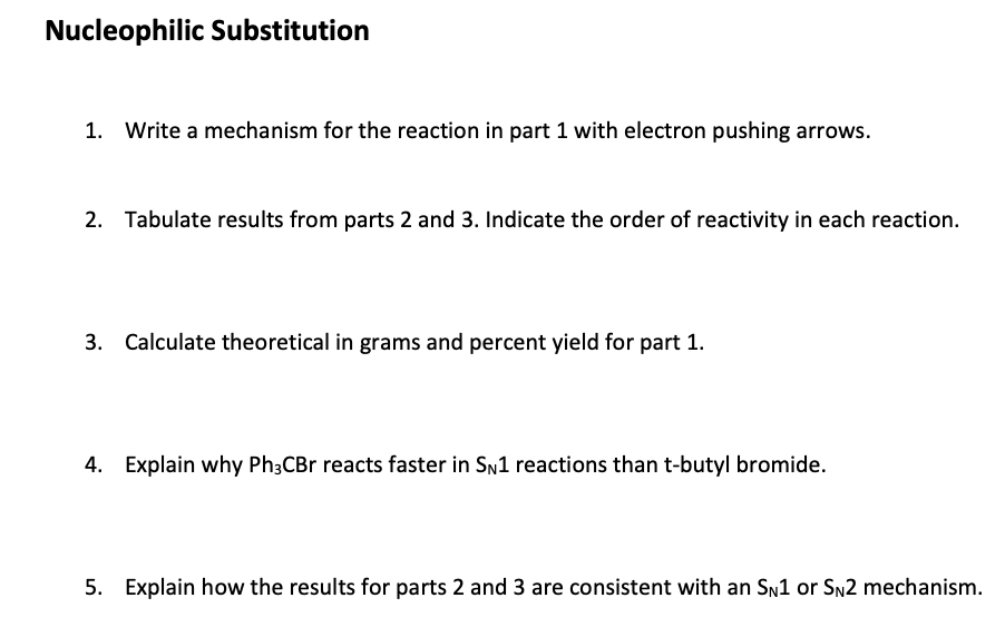 Nucleophilic Substitution 1. Write a mechanism for | Chegg.com