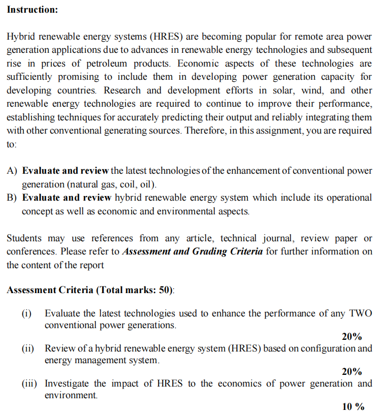 Solved Instruction: Hybrid renewable energy systems (HRES) | Chegg.com