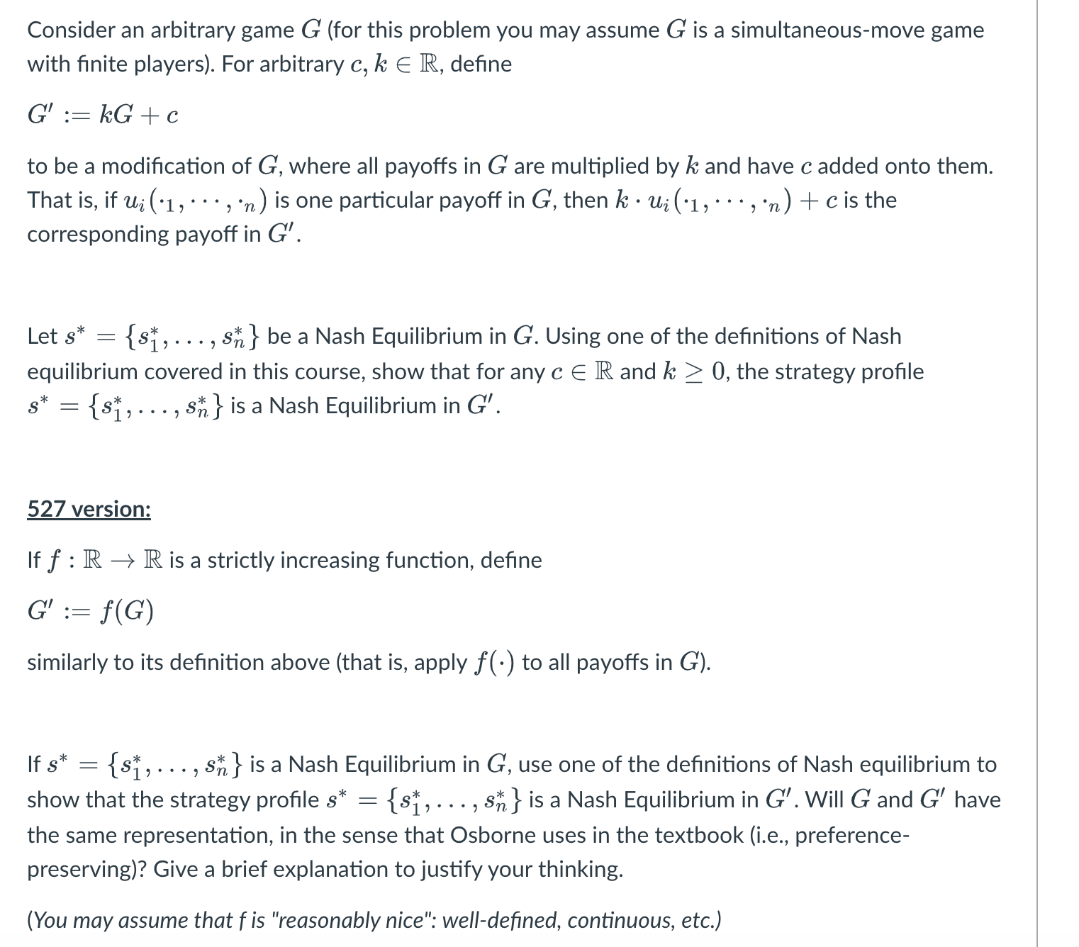 Solved Consider an arbitrary game G (for this problem you | Chegg.com