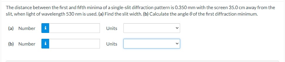 Solved The distance between the first and fifth minima of a | Chegg.com