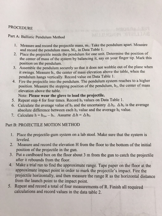 Solved Experiment 10 THE BALLISTIC PENDULUM EQUIPMENT | Chegg.com