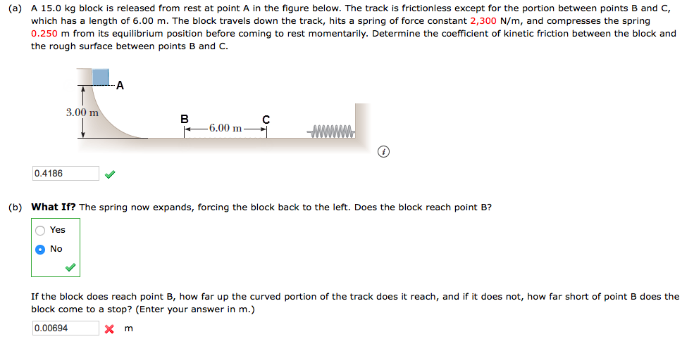 Solved (a) A 15.0 kg block is released from rest at point A | Chegg.com