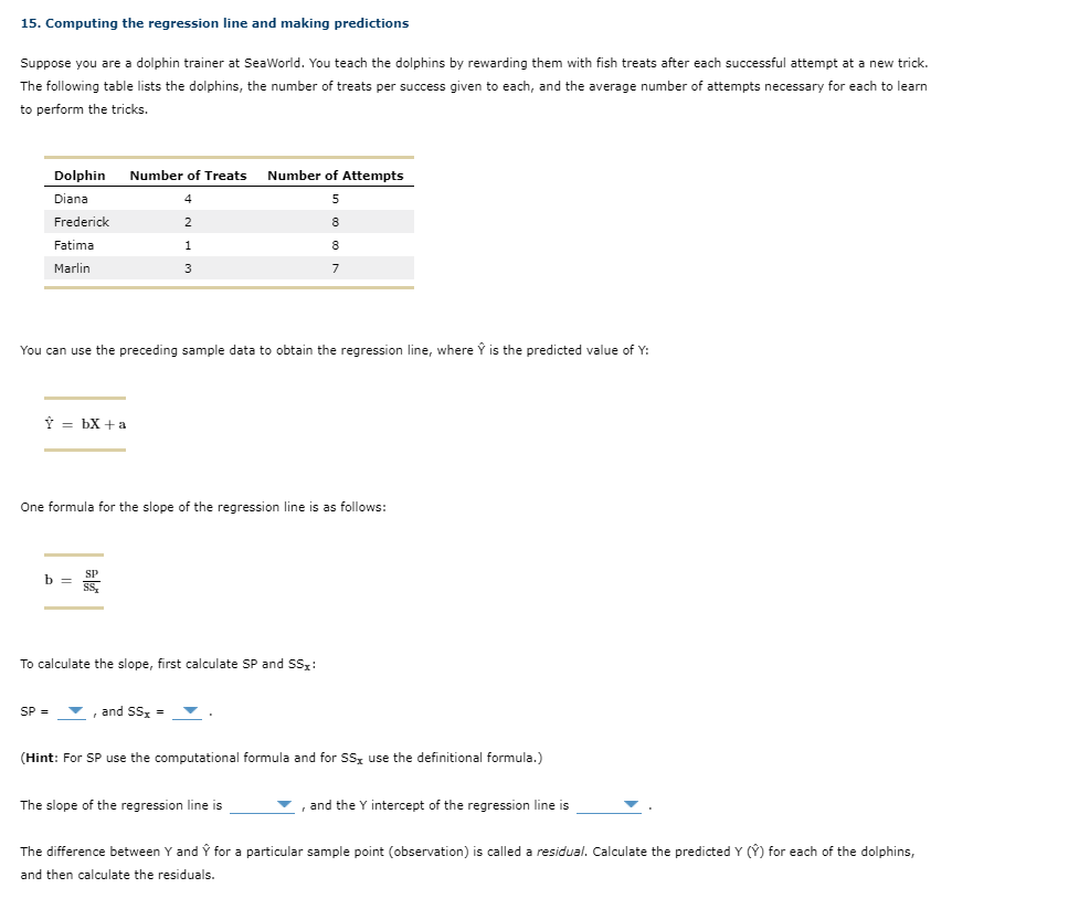 Solved 15. Computing the regression line and making | Chegg.com
