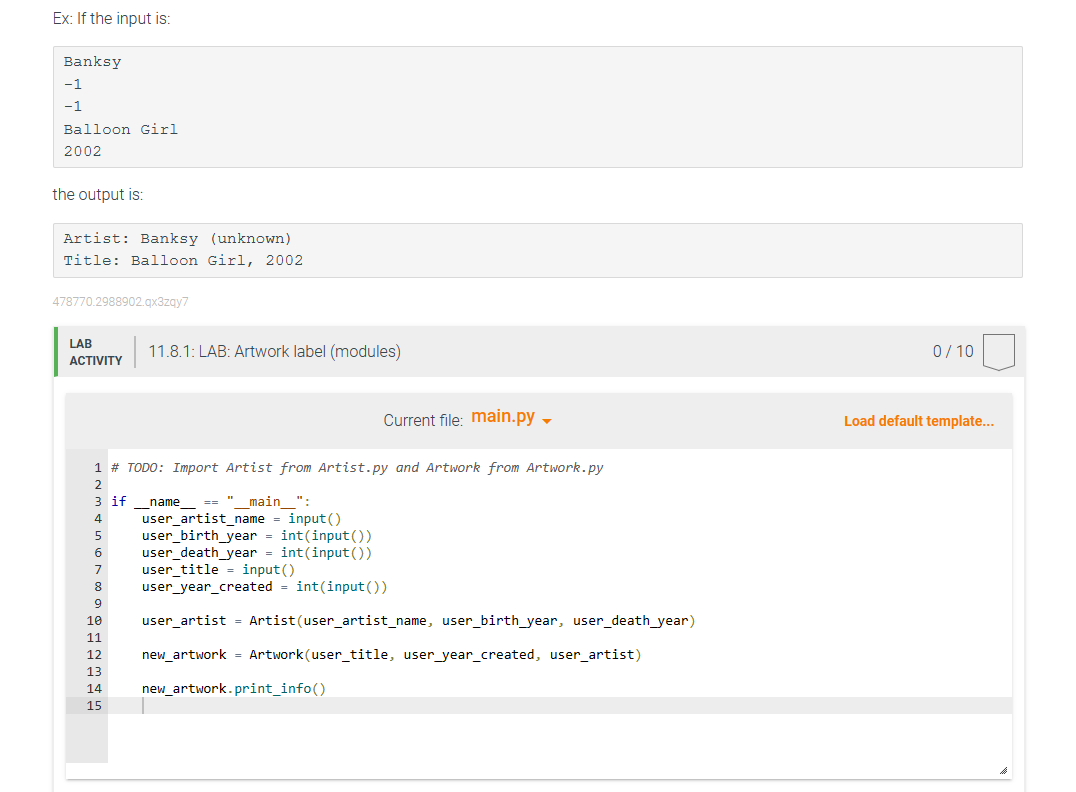 Solved Define the Artist class in Artist.py with a | Chegg.com