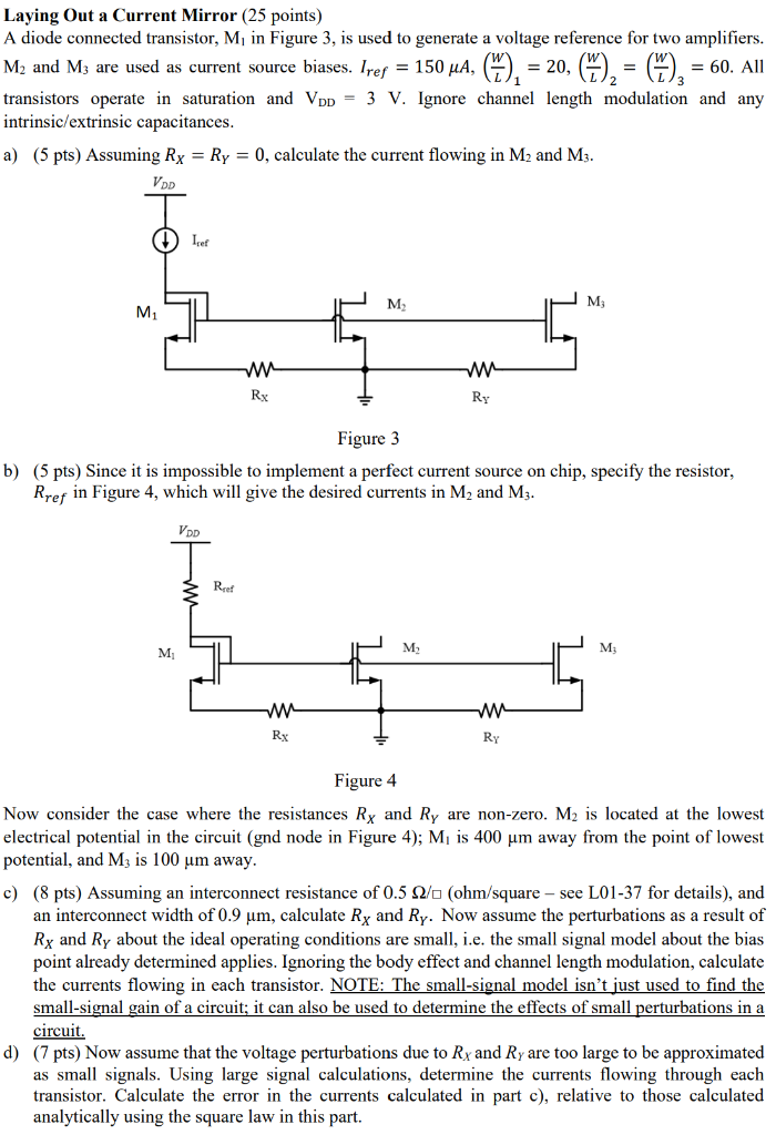 Laying Out a Current Mirror ( 25 points) A diode | Chegg.com