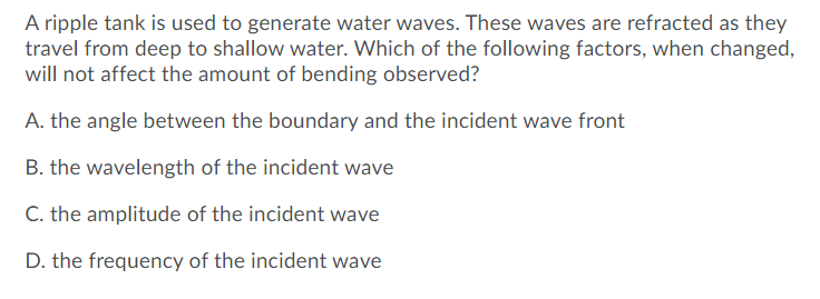 Solved A ripple tank is used to generate water waves. These | Chegg.com