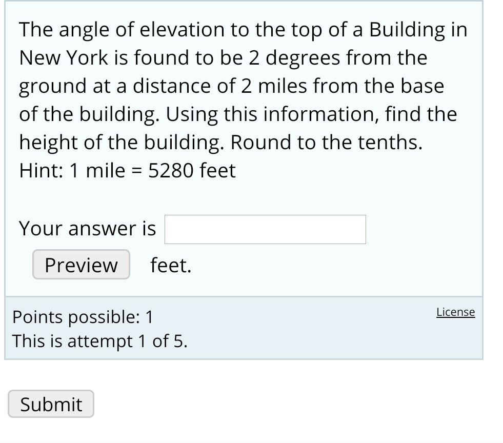 Solved The angle of elevation to the top of a Building in | Chegg.com