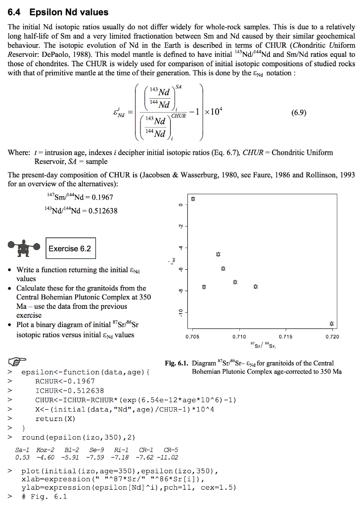 6.4 Epsilon Nd values The initial Nd isotopic ratios | Chegg.com