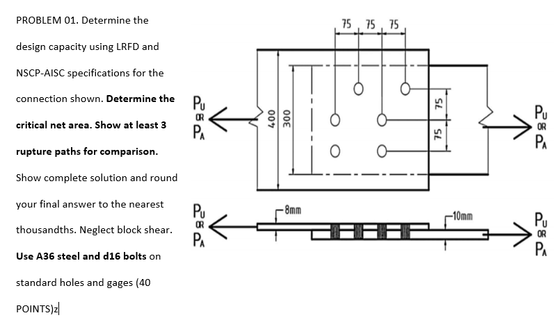 Solved PROBLEM 01. Determine the 75 75 75 design capacity | Chegg.com