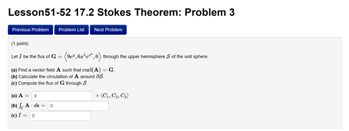 Solved Lesson 51-52 17.2 Stokes Theorem: Problem 3 Previous | Chegg.com