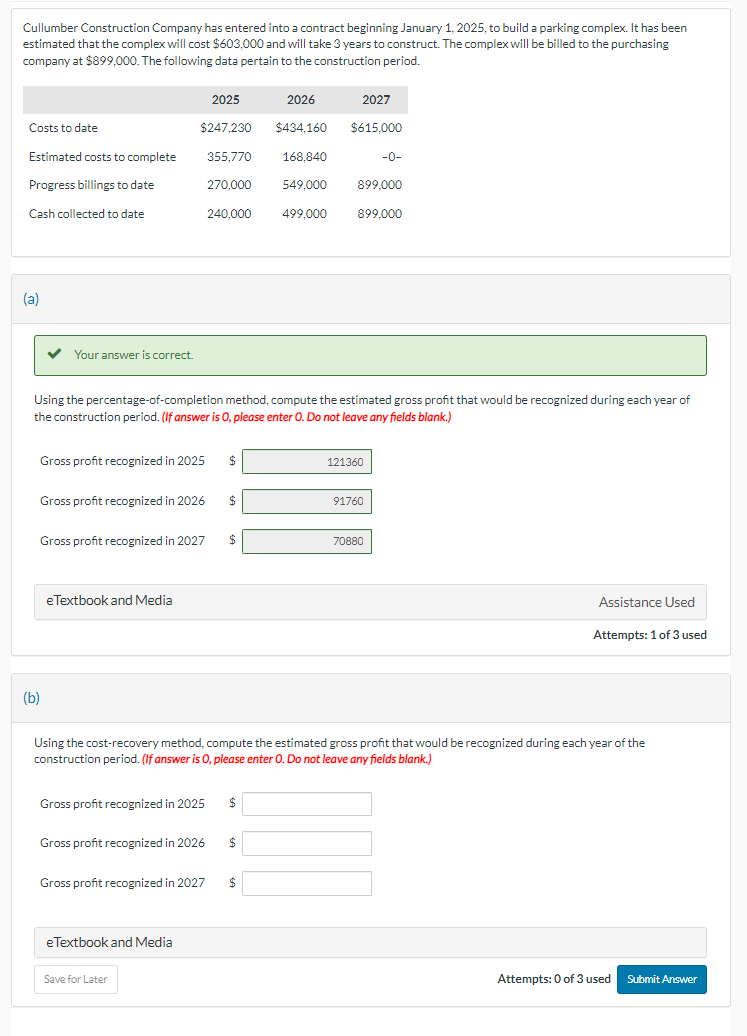 Cullumber Construction Company has entered into a | Chegg.com